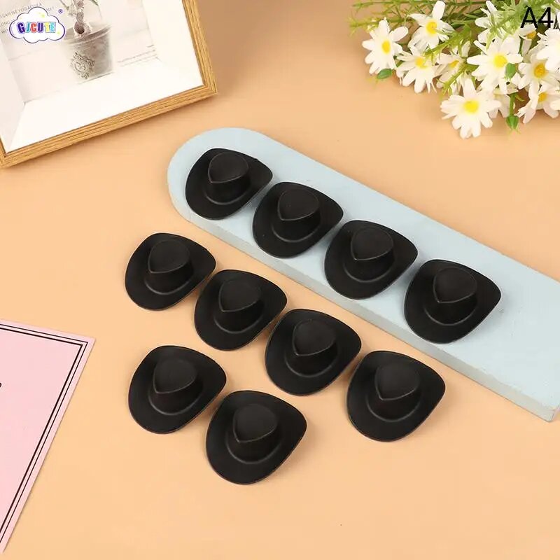 Пластиковые миниатюрные ковбойские шляпы для кукол, 10 шт. Черный, A4