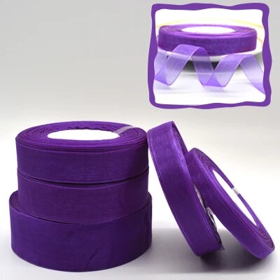 Фиолетовая лента органза 10/15/20/25/40 мм, purple 506