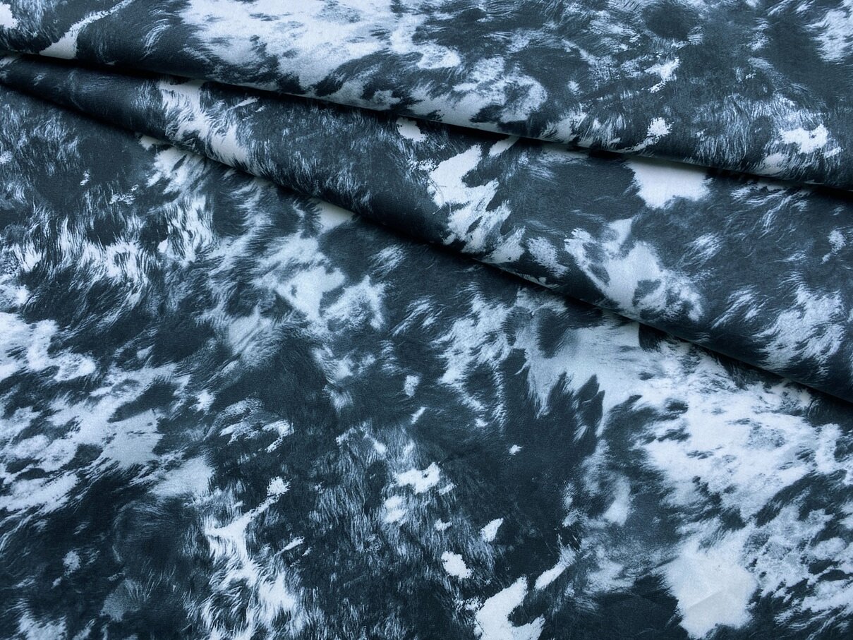 Ткань Хлопок чёрно-белого цвета с принтом мех 14132