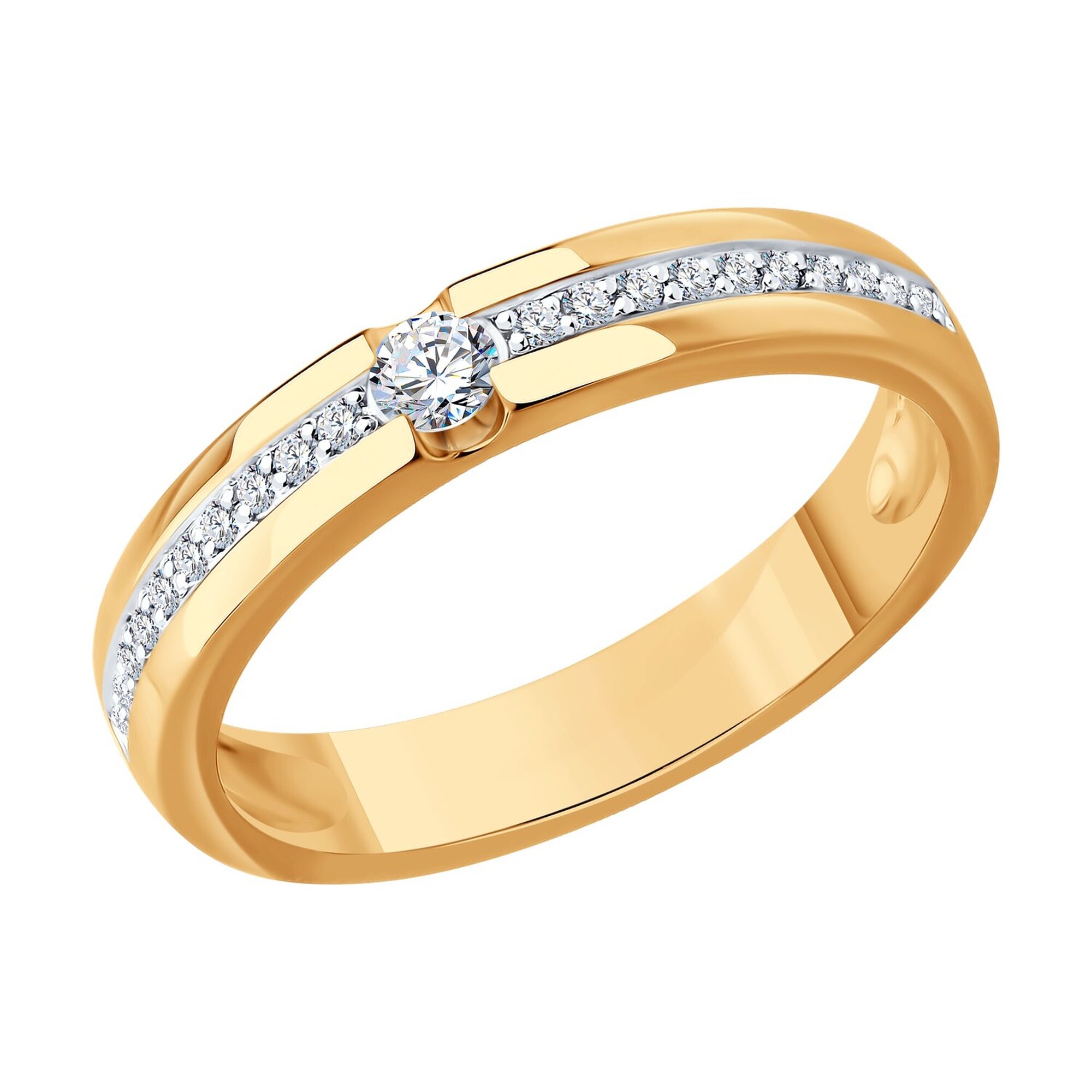 Кольцо, красное золото, 585 проба, бриллиант