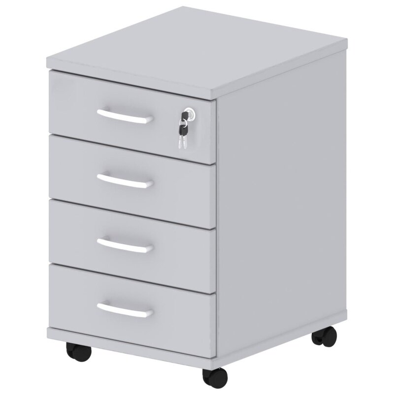 Тумба подкатная EASY TO LEAD мобильная, цвет серый, 3 ящика, с замком