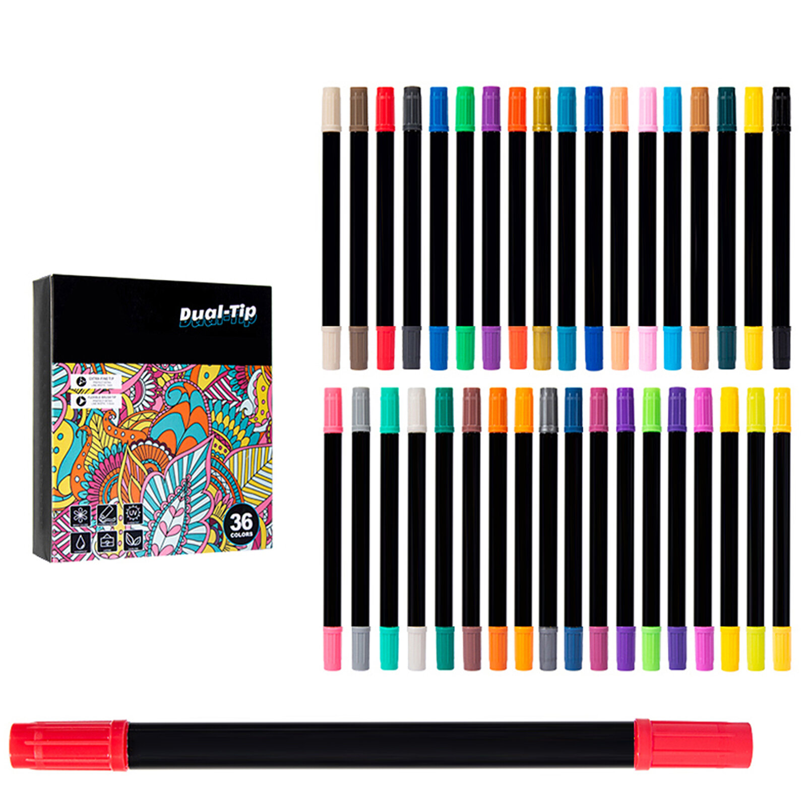 36 Упаковок Акриловых маркеров Яркой Цветовой гаммы С двойным наконечником, Быстросохнущие, Нетоксичные для детей и взрослых, Поделки по дереву, Холсту, Камню, керамике, для скрапбукинга, Граффити, Картон, Фотоальбом "Сделай сам"