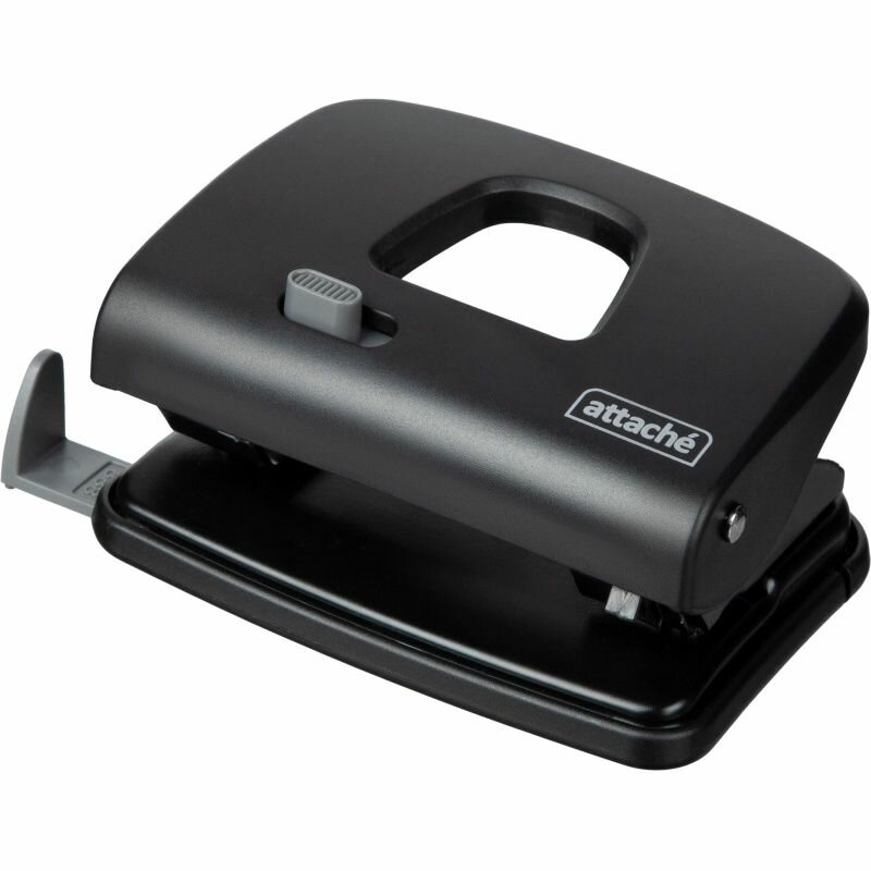 Дырокол Attache Perform до 25 листов, блокиратор, линейка, пластик, черный