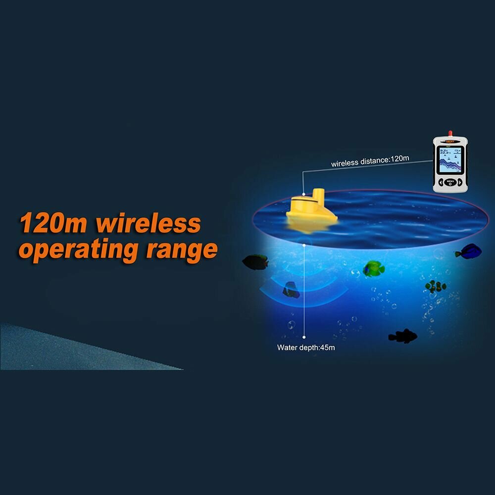 Беспроводной эхолот Lucky датчик глубины воды 45 м