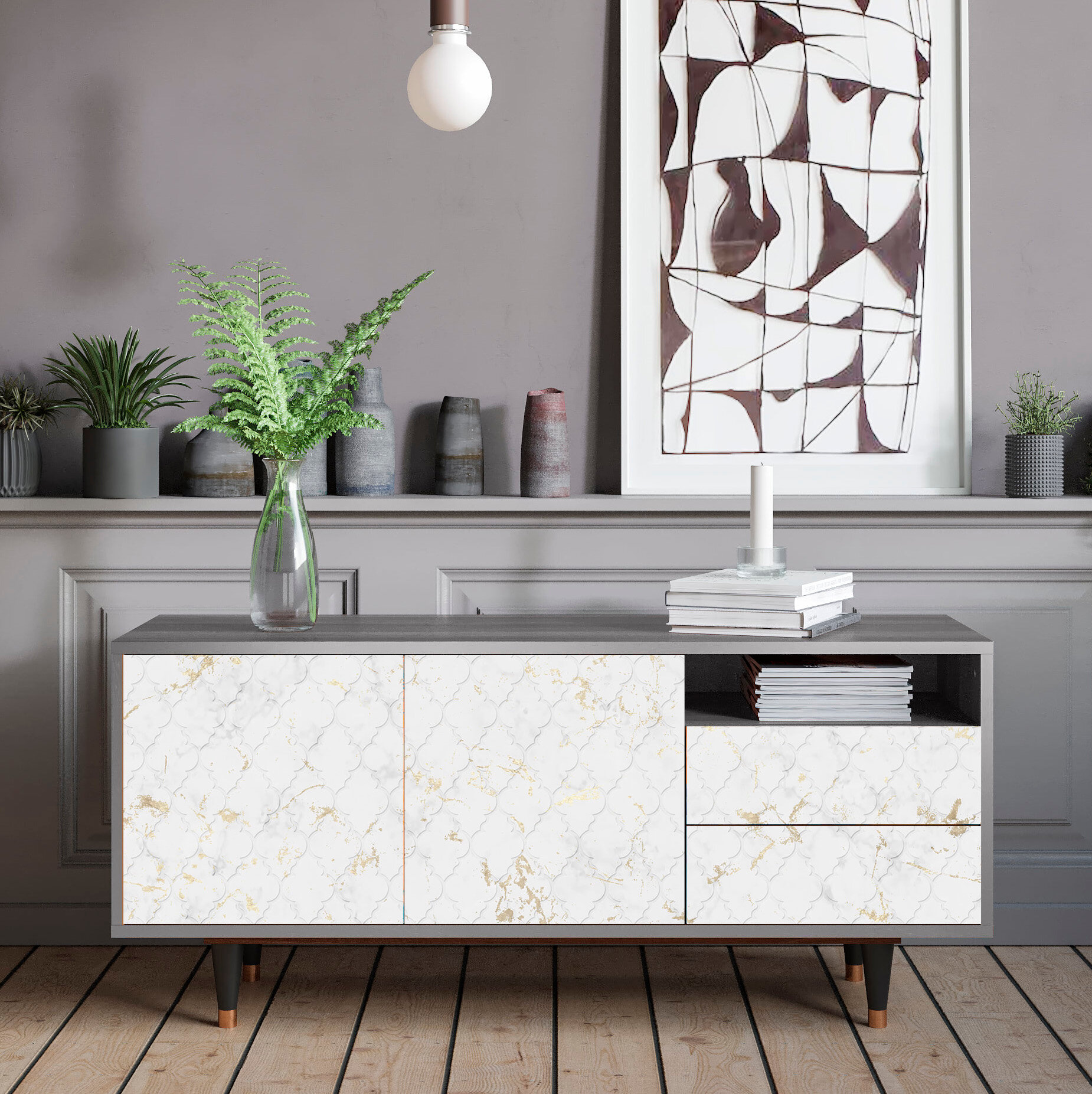 ТВ-Тумба - STORYZ - T7 Sweet Cotton, Размер - 125 x 56 x 41 см, Цвет корпуса - , Серый