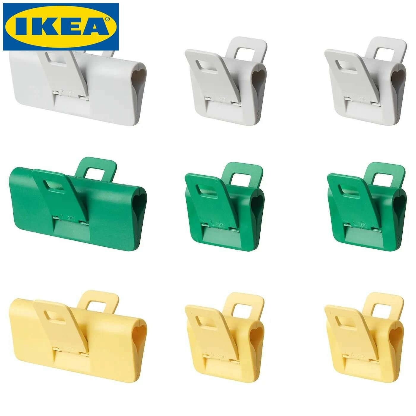 IKEA икеа Йолингабо Набор зажимов для упаковки, 9 предметов, разноцветные
