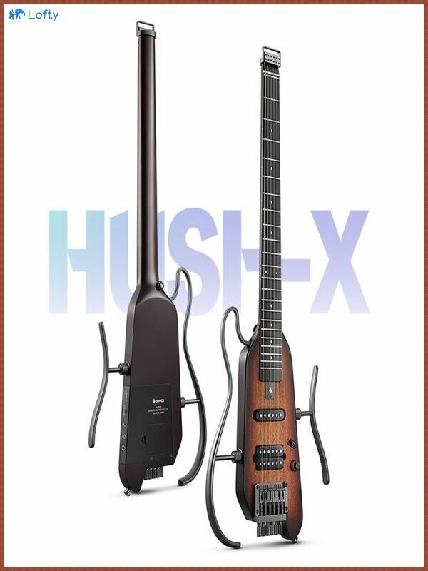 Электрогитара Donner HUSH-X Безголовая бесшумная акустическая электрическая дорожная гитара со съемными рамами, ультралегкий твердый корпус из красного дерева