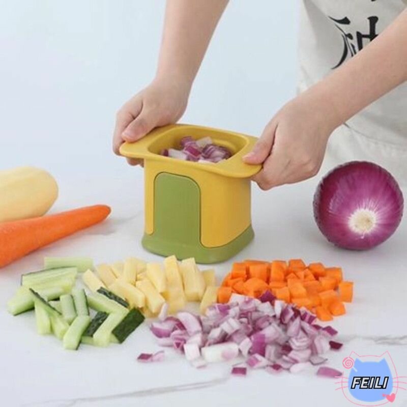 Фрукто-овощерезка для быстрой и удобной нарезки овощей и фруктов кубиками и соломкой с фигурным ножом