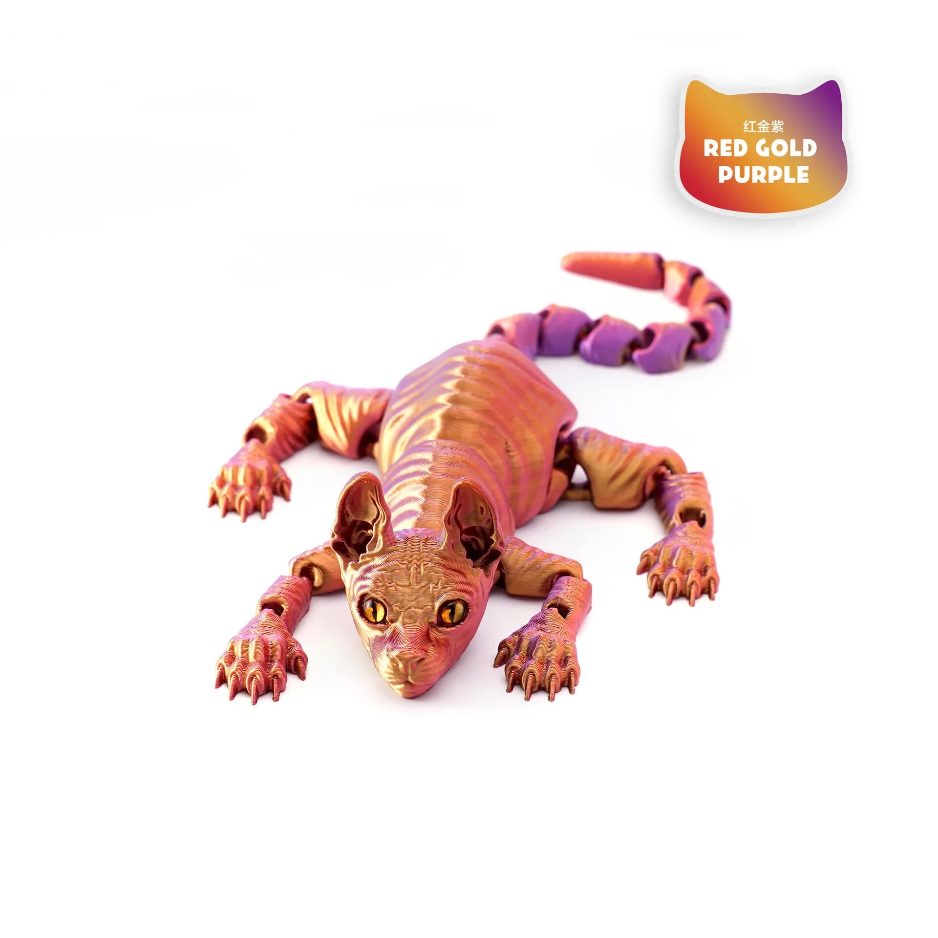 MOONBIFFY 3D-печать sphynx cat figurine Red gold purple
