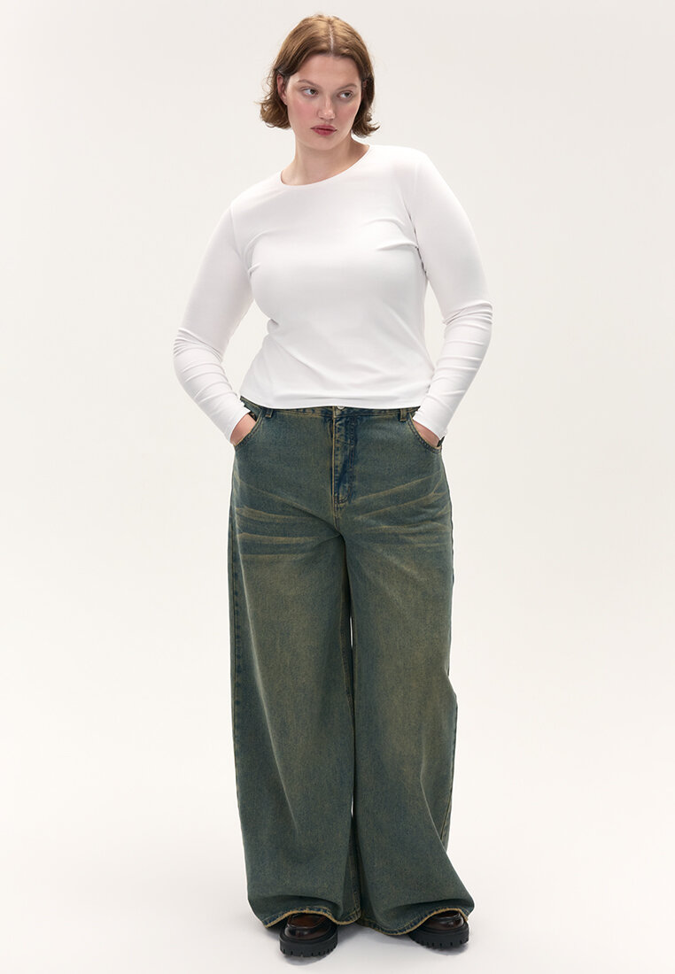 Джинсы широкие Plus Size 