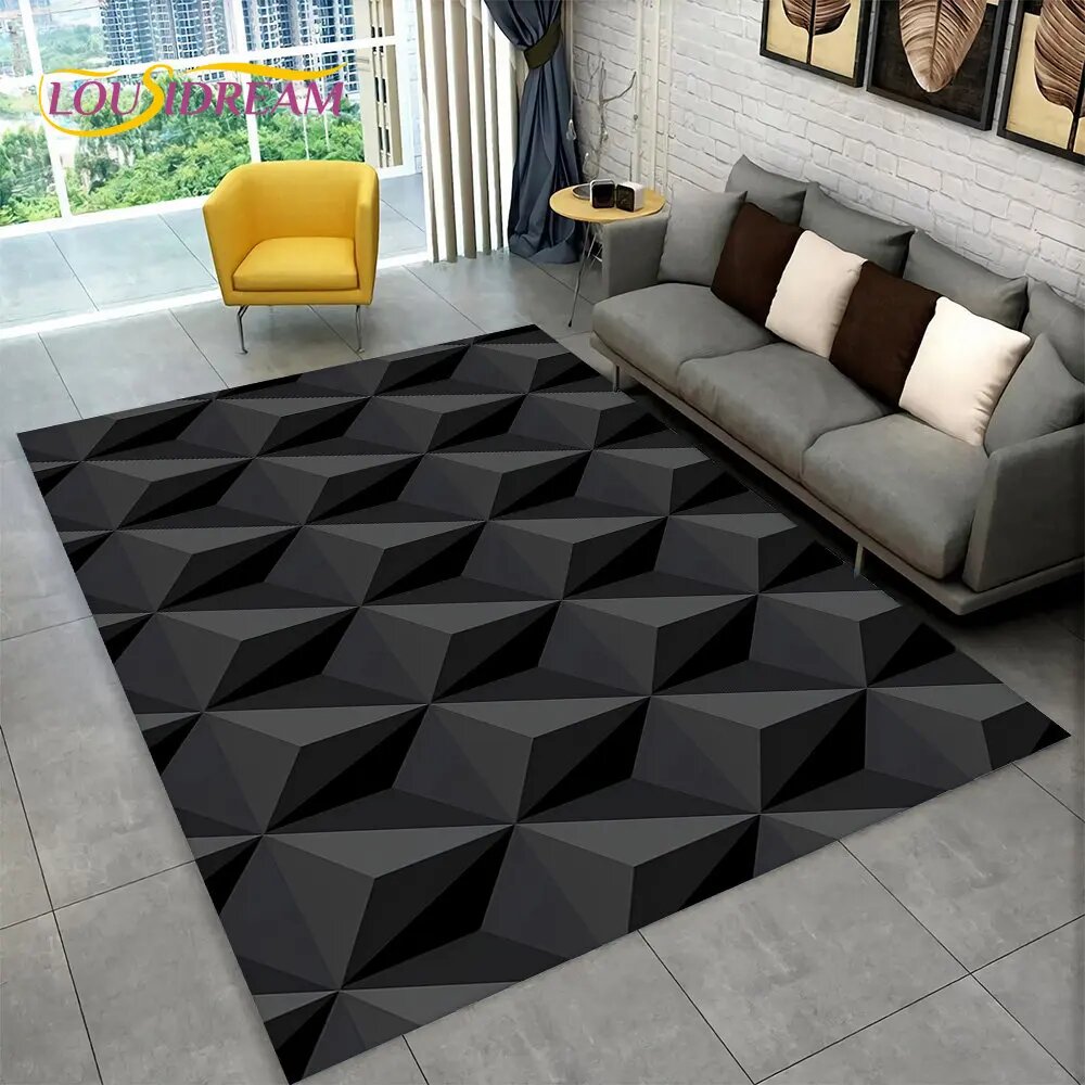 3D геометрический ковёр LOUSIDREAM, 40x60cm(15x23in), Серый