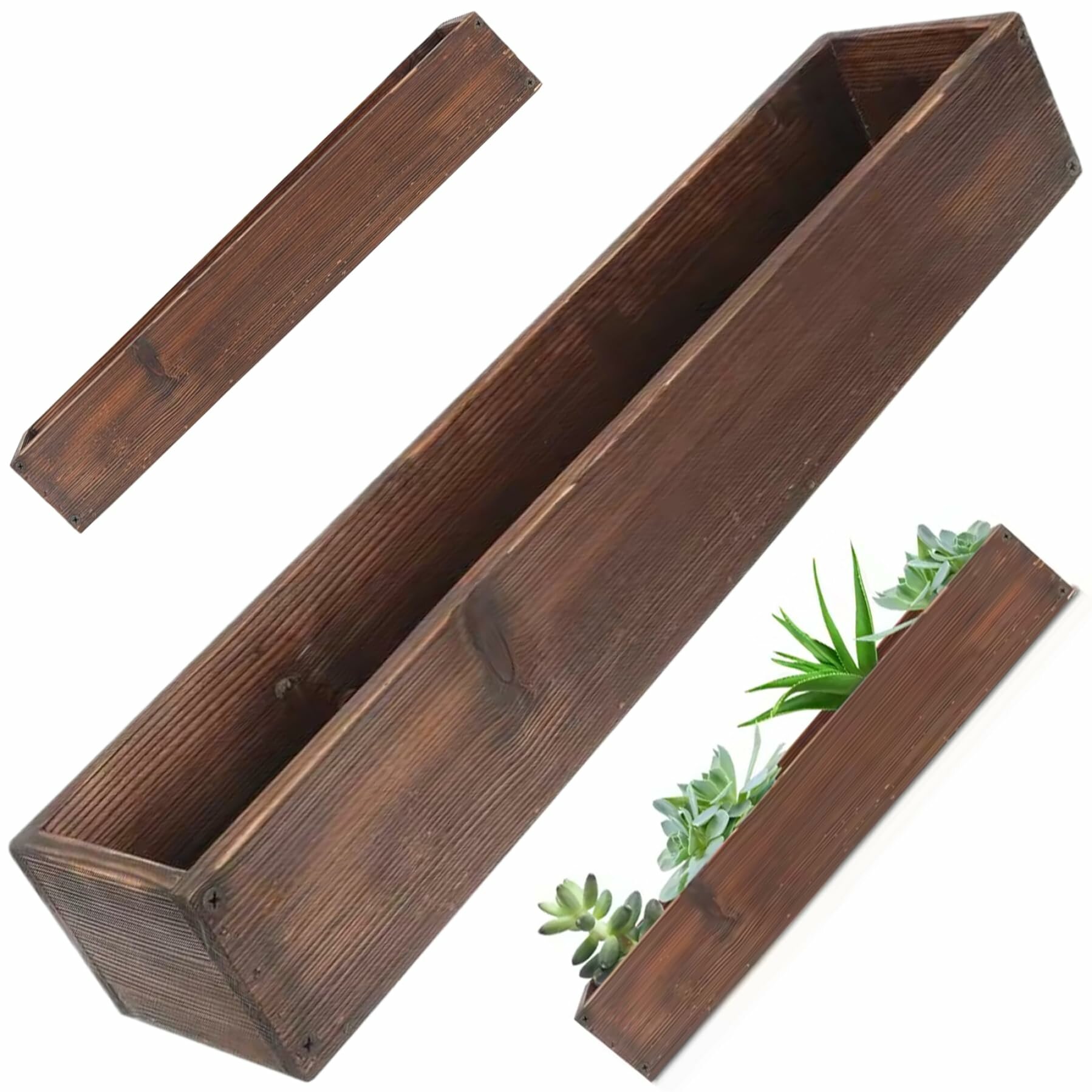 Рустикальный деревянный ящик для цветов, 19.7x4x2.8 дюйма