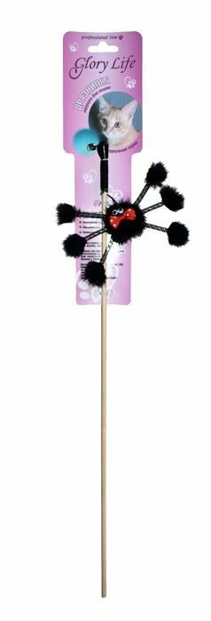 Игрушка для кошек "Паук из норки на верёвке" Glory Life, дразнилка из меха норки