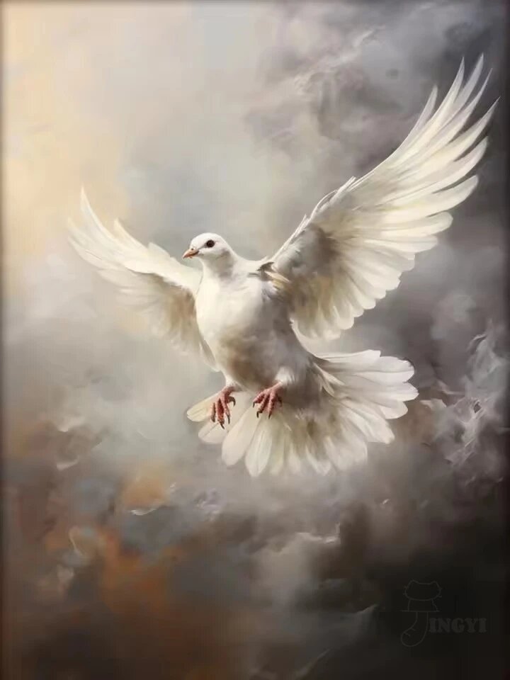 Алмазная мозаика на подрамнике "Голубь мира" круглые бриллианты 40х50см