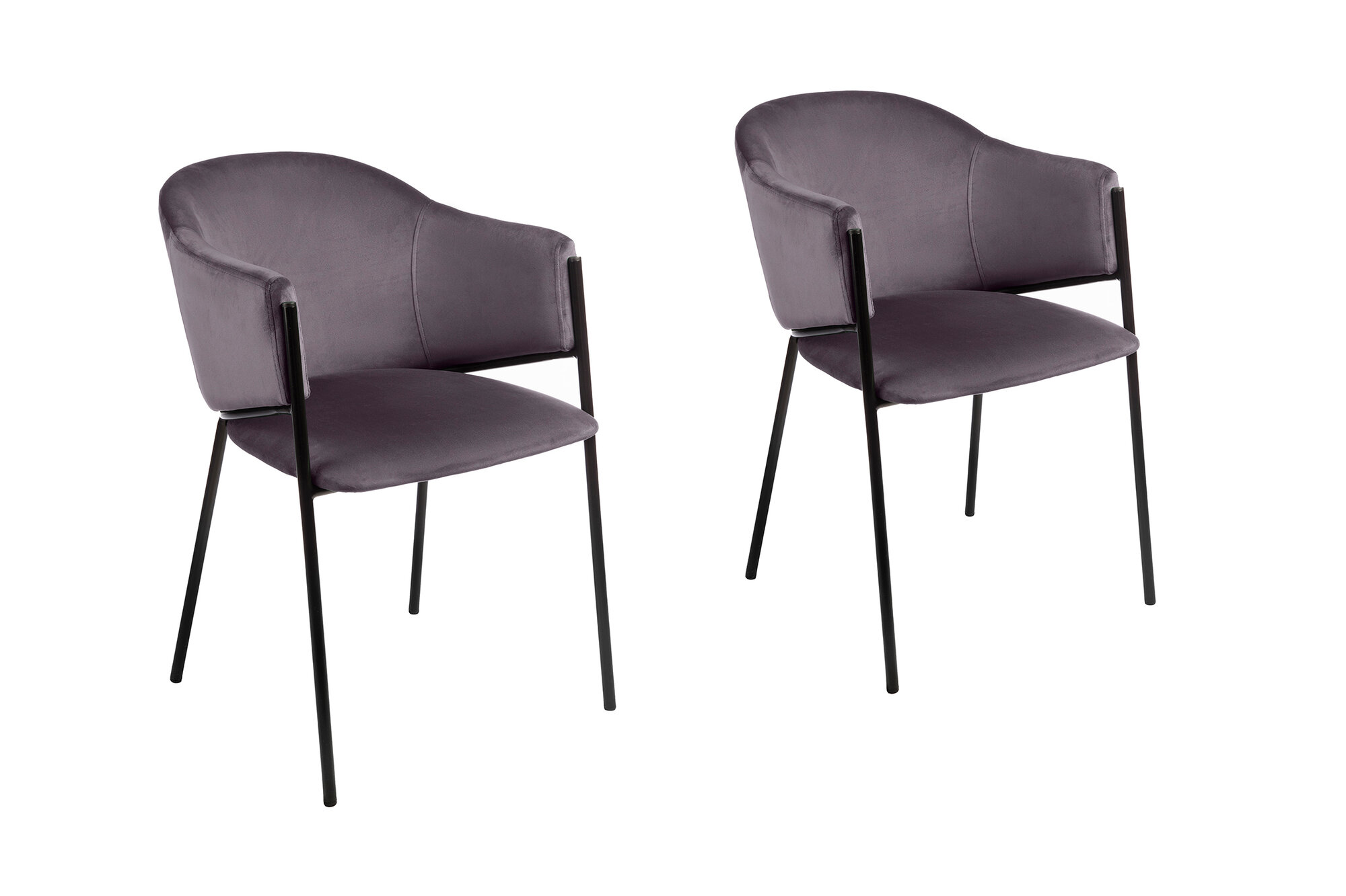 Комплект стульев Нонтон AV 447, 2 шт, 52х78х58 см, черный муар / велюр серо-коричневый