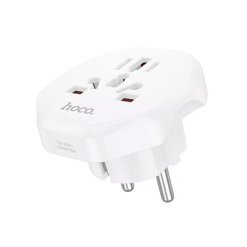 Hoco Сетевой переходник адаптер для евророзетки Hoco AC6 10А 250В белый