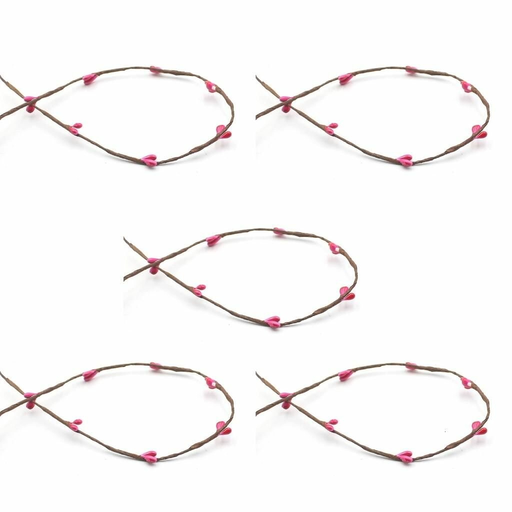 1 комплект из 5 искусственных веток, цветочных веток, материал для ловца снов из ротанга ручной работы-темно-розово-красный