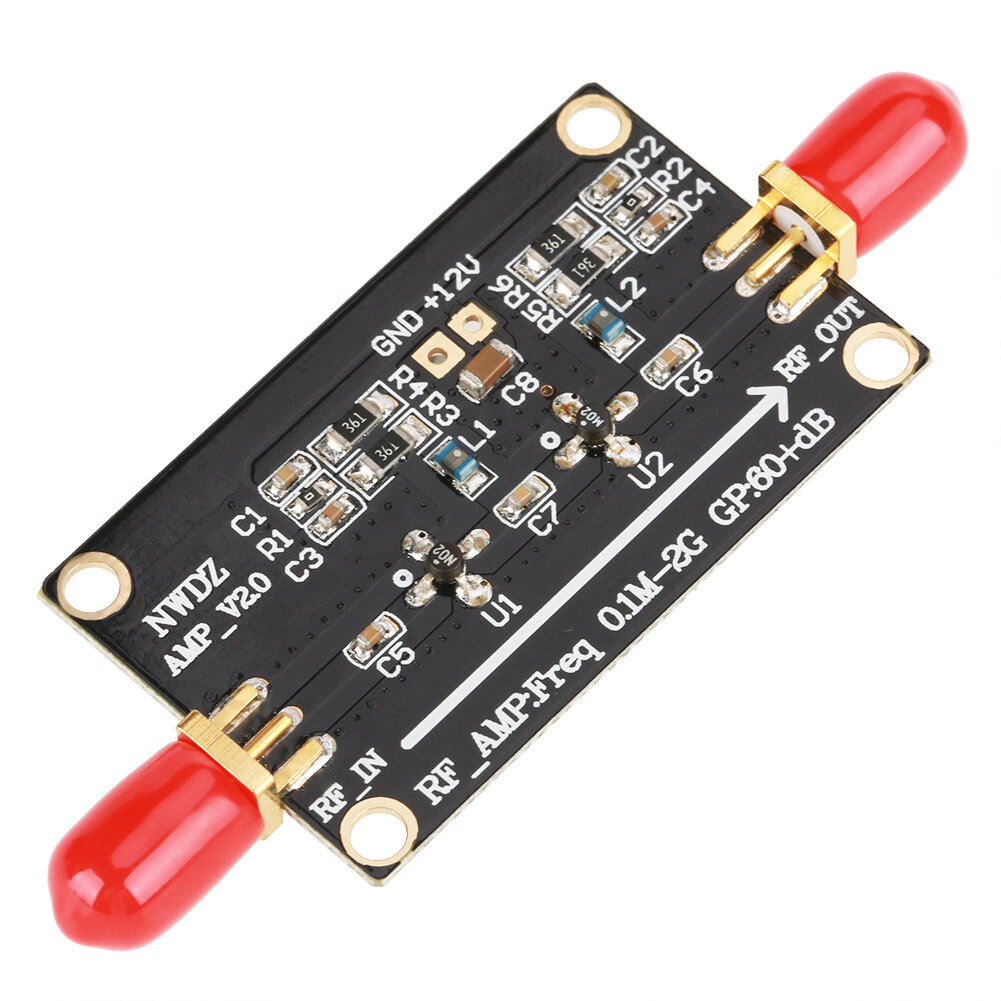 Широкополосный усилитель ВЧ LNA 0.1M-2G, коэффициент усиления 60 дБ, двухкаскадное усиление