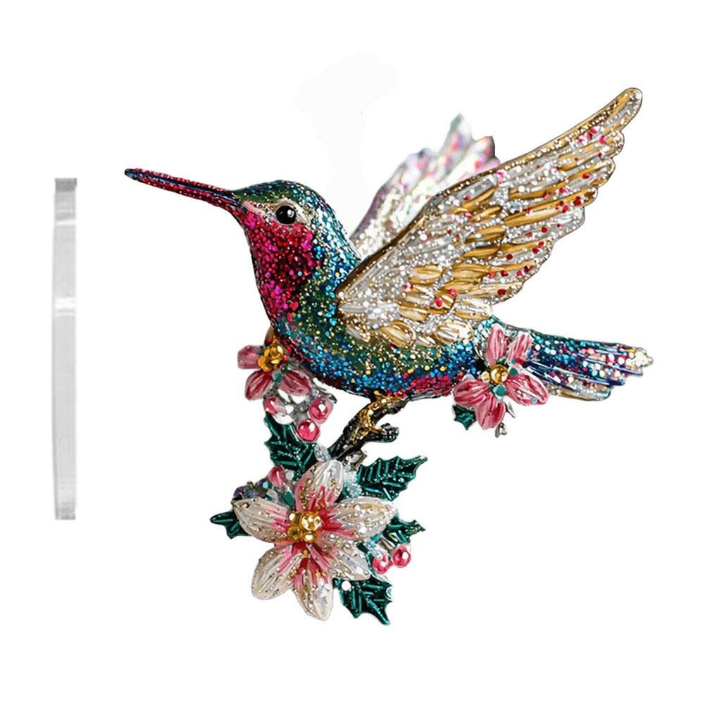 Рождественская елочная игрушка в виде колибри, красочные украшения в виде птиц для елки, акриловые двухмерные фигурки колибри для украшения окон и дверей, подвесные подарки с колибри для женщин.