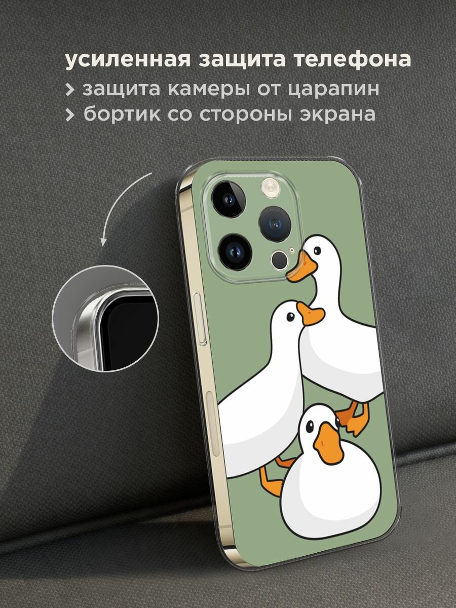 Чехол на Apple iPhone 14 Pro / Айфон 14 Про с принтом "Утиное трио" — фото 1