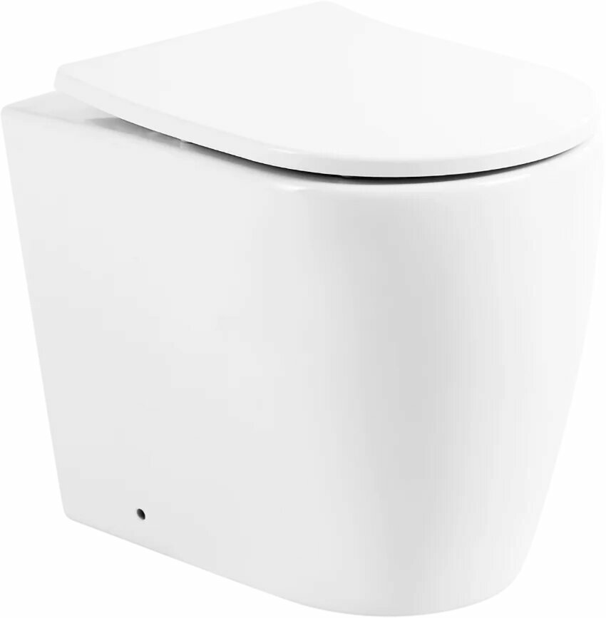 Унитаз приставной напольный BelBagno Marino BB105CBR с микролифтом, безободковый, без бачка, фарфоровый, антивсплеск, белый овальный