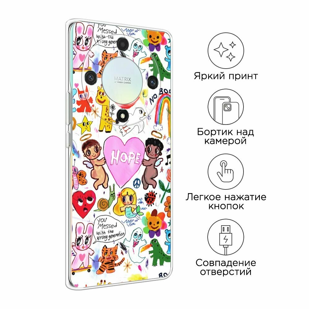 Силиконовый чехол на Honor X9A / Хонор X9A с принтом "Милые рисунки" — фото 1