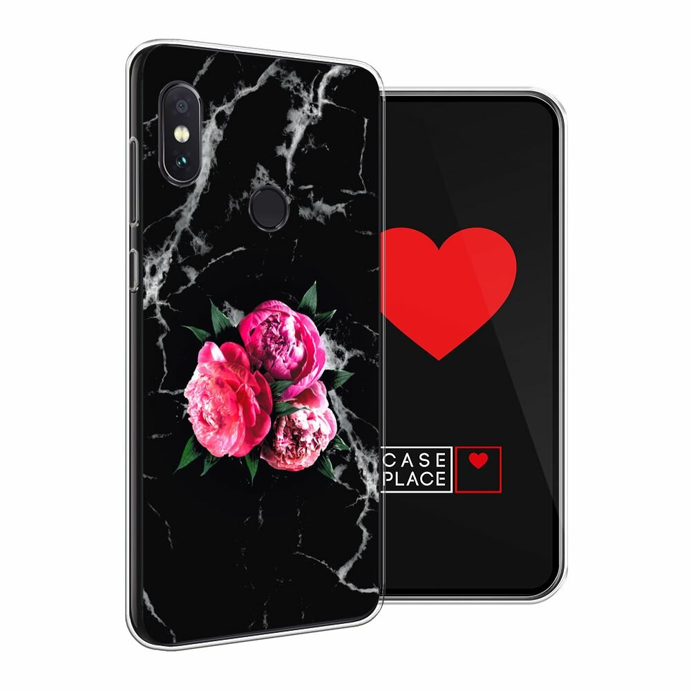 Чехол на Xiaomi Redmi Note 5/Note 5 Pro / Сяоми Редми Нот 5/Нот 5 Про с принтом "Букет на черном мраморе" — фото 1