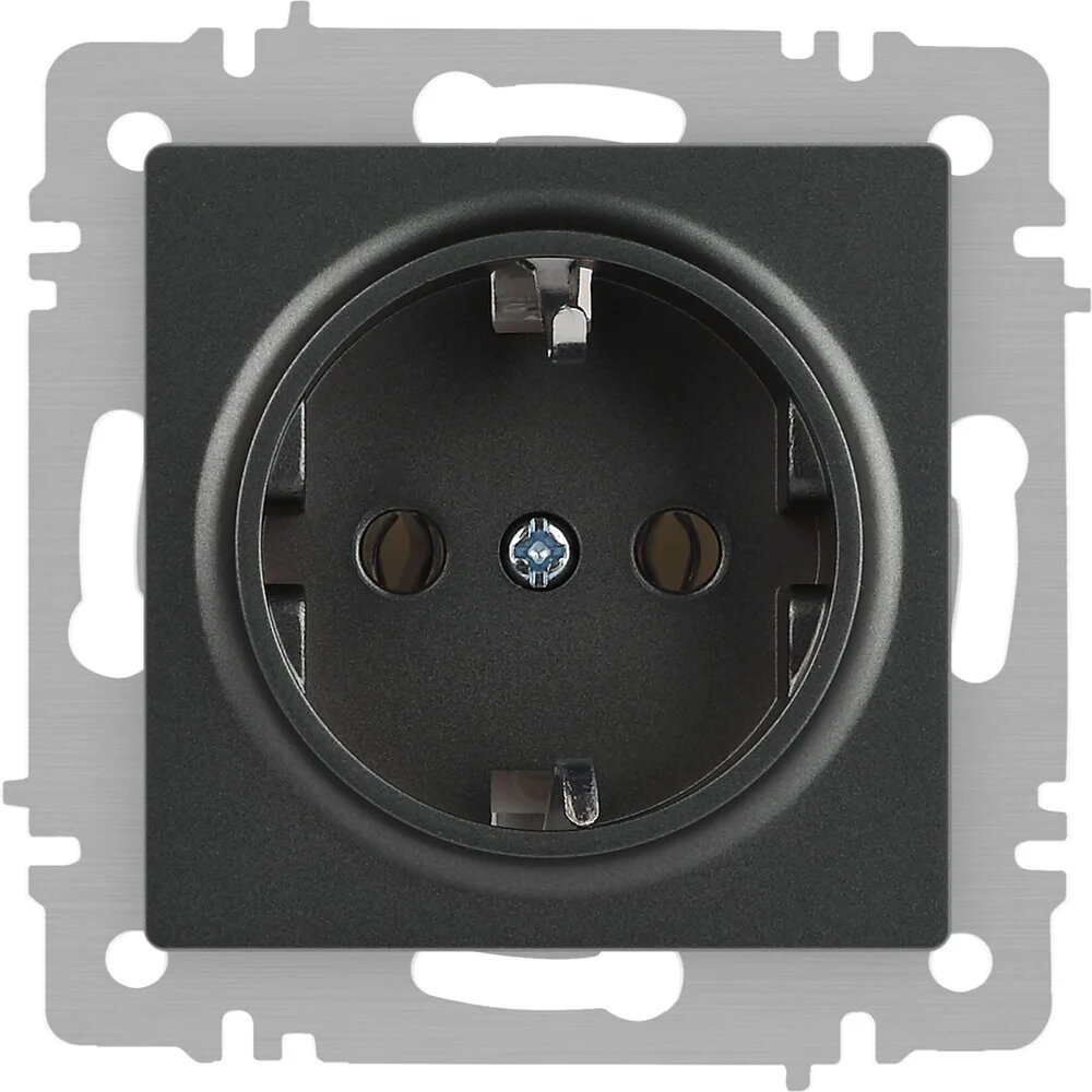 Розетка Intro Accent 620207 2PE Schuko, 16А250В, IP20, скрытой установки, графит Б0063697