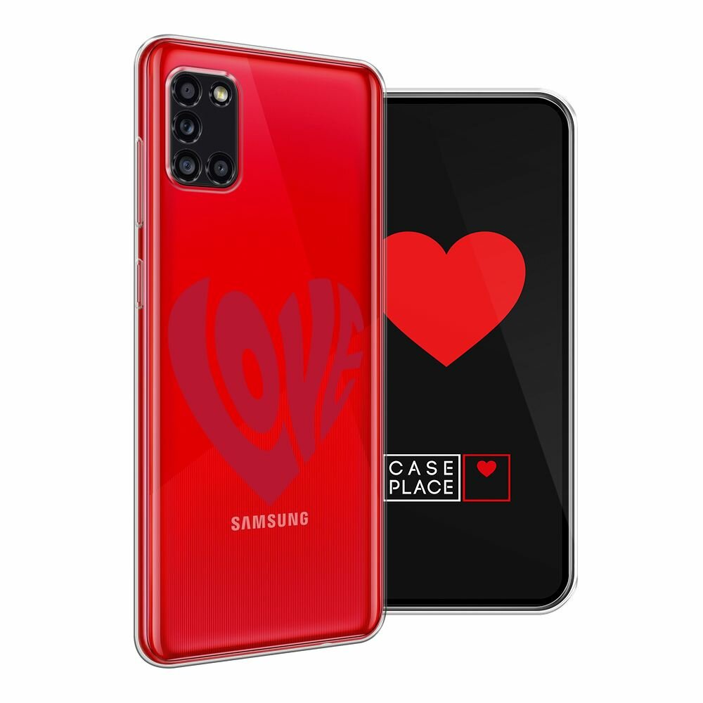 Чехол на Samsung Galaxy A31 / Самсунг Галакси А31 с принтом "Love heart 2 - 14 февраля", прозрачный — фото 1