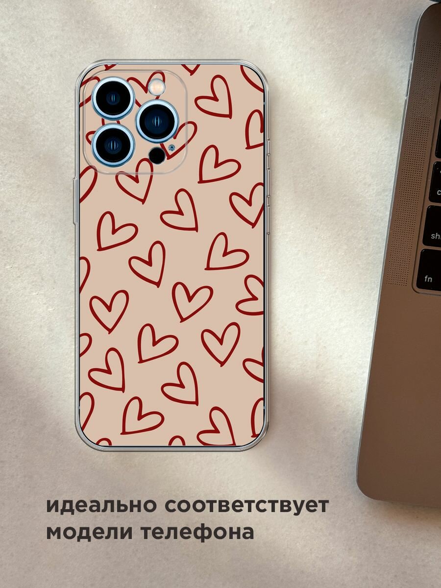 Чехол на Apple iPhone 13 Pro / Айфон 13 Про с принтом "Little hearts doodles 1 - 14 февраля" — фото 1