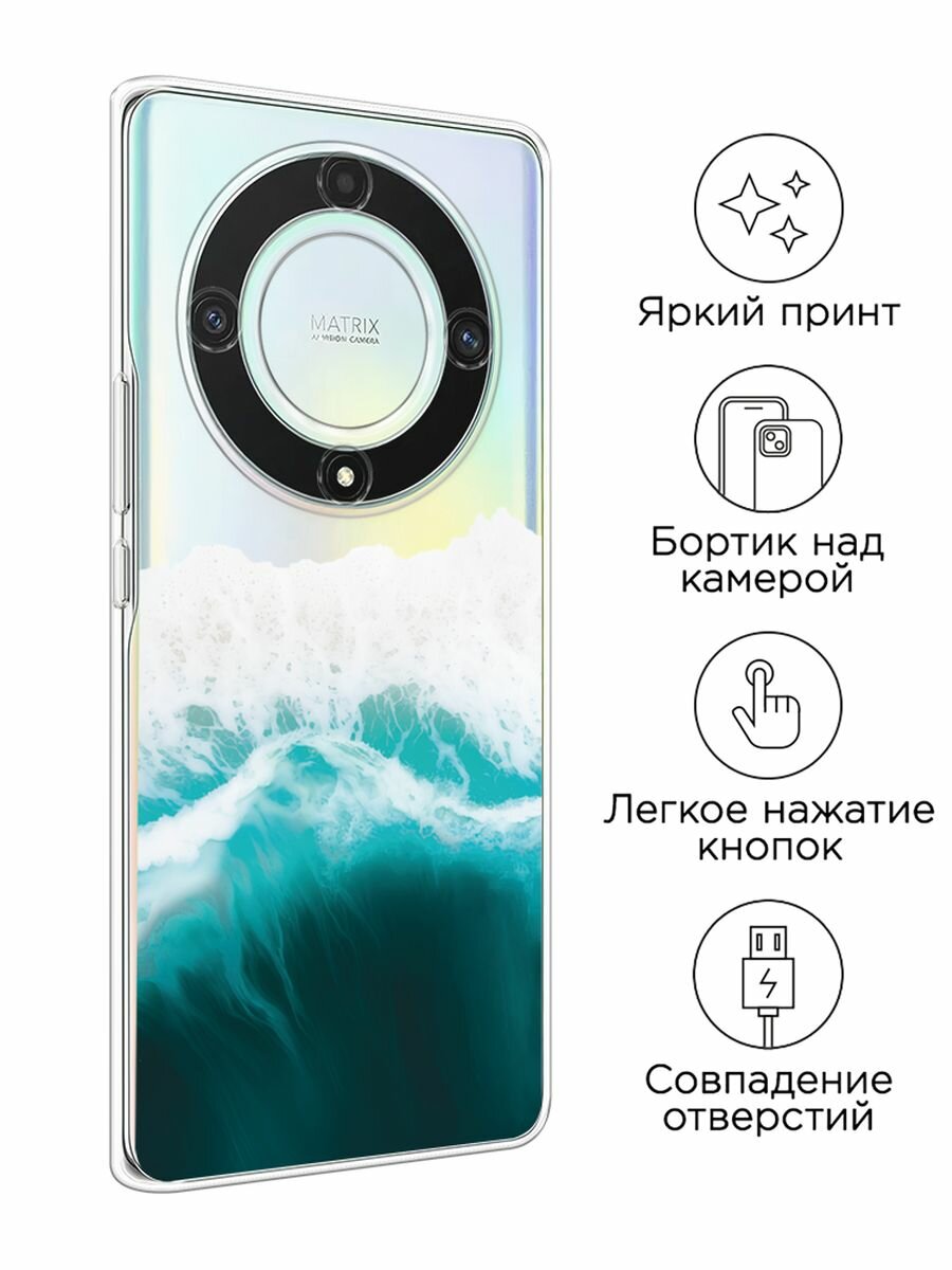 Чехол на Honor X9A / Хонор X9A с принтом "Большая волна", прозрачный — фото 1