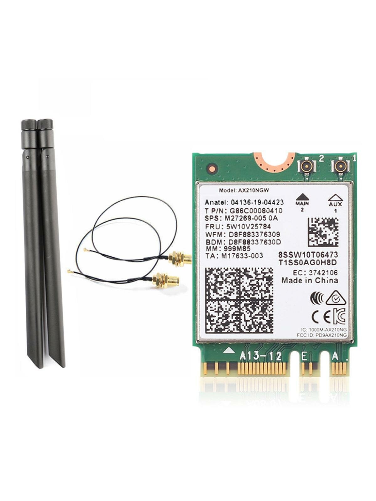 AX210NGW WiFi 6E Card BT5.2 Wireless Adapter Wi-Fi 6E Antenna Tri-Band 2.4G/5G/6G 5400Mb 802.11AX Network for M2-NGFF