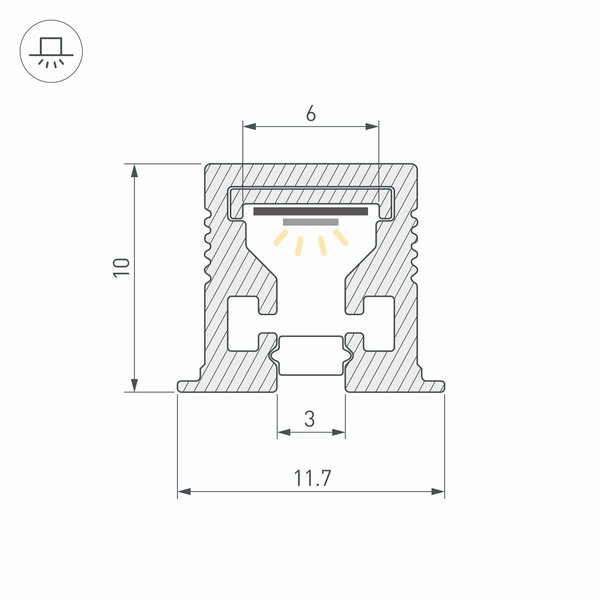 Профиль для светодиодной ленты Arlight Профиль с экраном SL-MINI-3-H10-F12-2000 IRON GREY (Arlight, Алюминий+пластик)