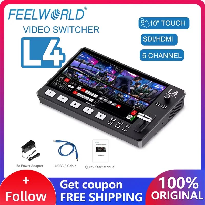 FEELWORLD L4 5-канальный видеомикшер 10.1" ЕС