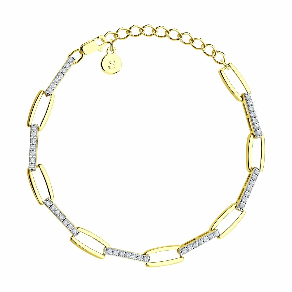 Браслет, серебро, 925 проба, фианит