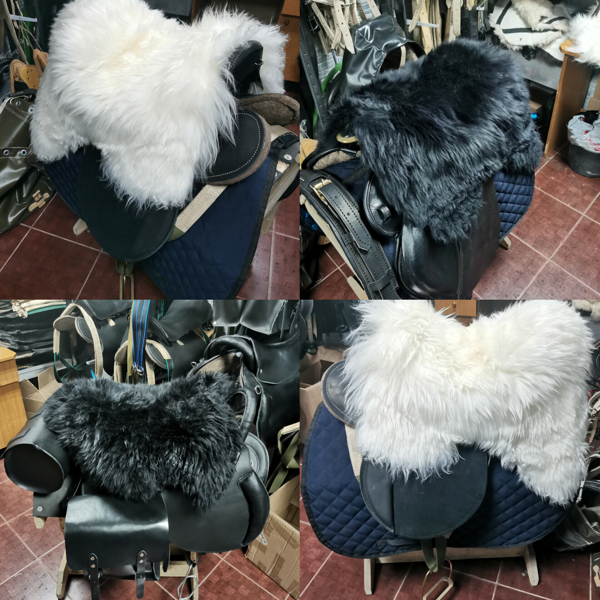 Меховушка на седло, для лошадей, натуральная черная