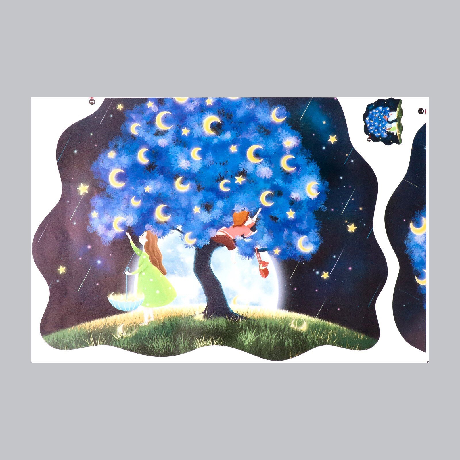 Наклейка интерьерная цветная «Дерево на фоне луны», пластик, 30×45 см