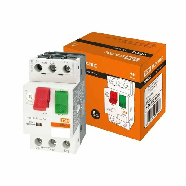 Пускатель ПРК32-0,4 In0,4A Ir0,25-0,4A Ue 660В TDM