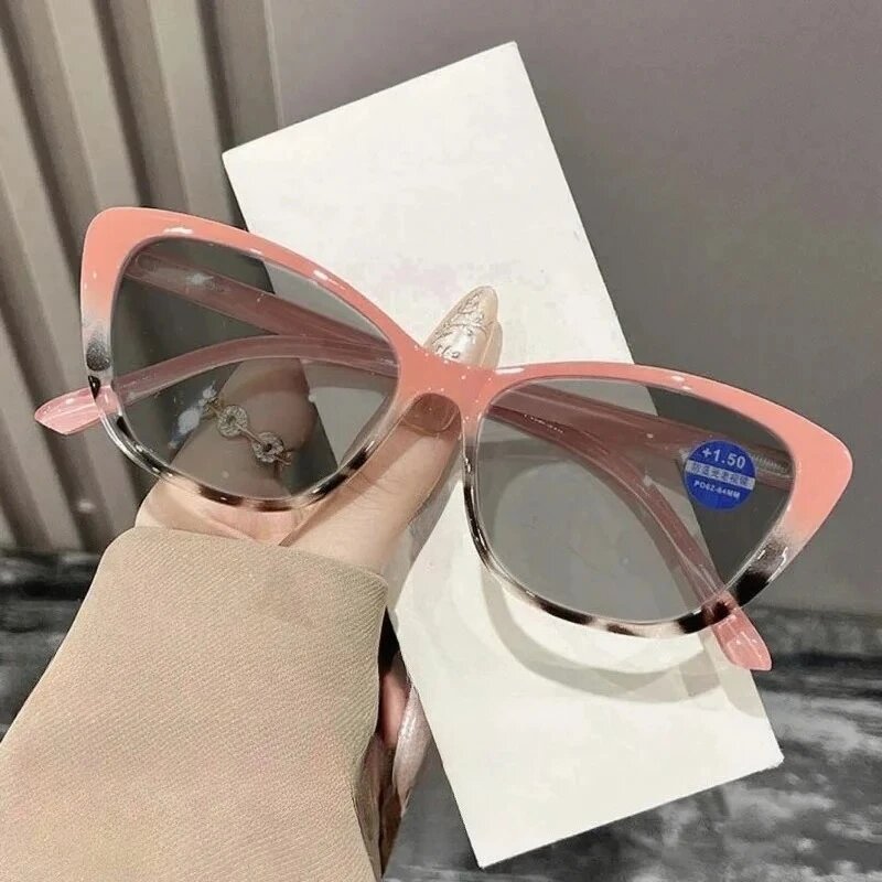 Женские солнечные очки DIXSG "кошачий глаз" для пресбиопии pink, +250, Розовый