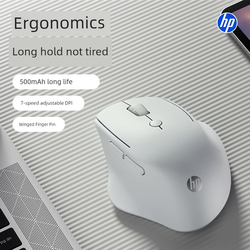 Беспроводная мышь HP, эргономичная, для офиса, с зарядкой, бесшумная, для ноутбука, Bluetooth-мышь Матовый белый