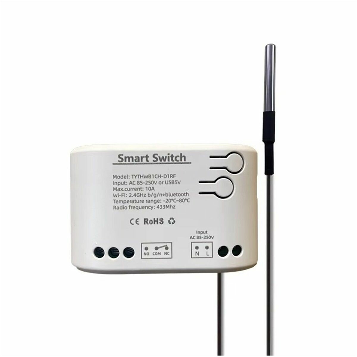 Tuya Smart Life WiFi Switch Реле контроля температуры Термостат Датчик Пассивный сухой контакт AC 85-250 В