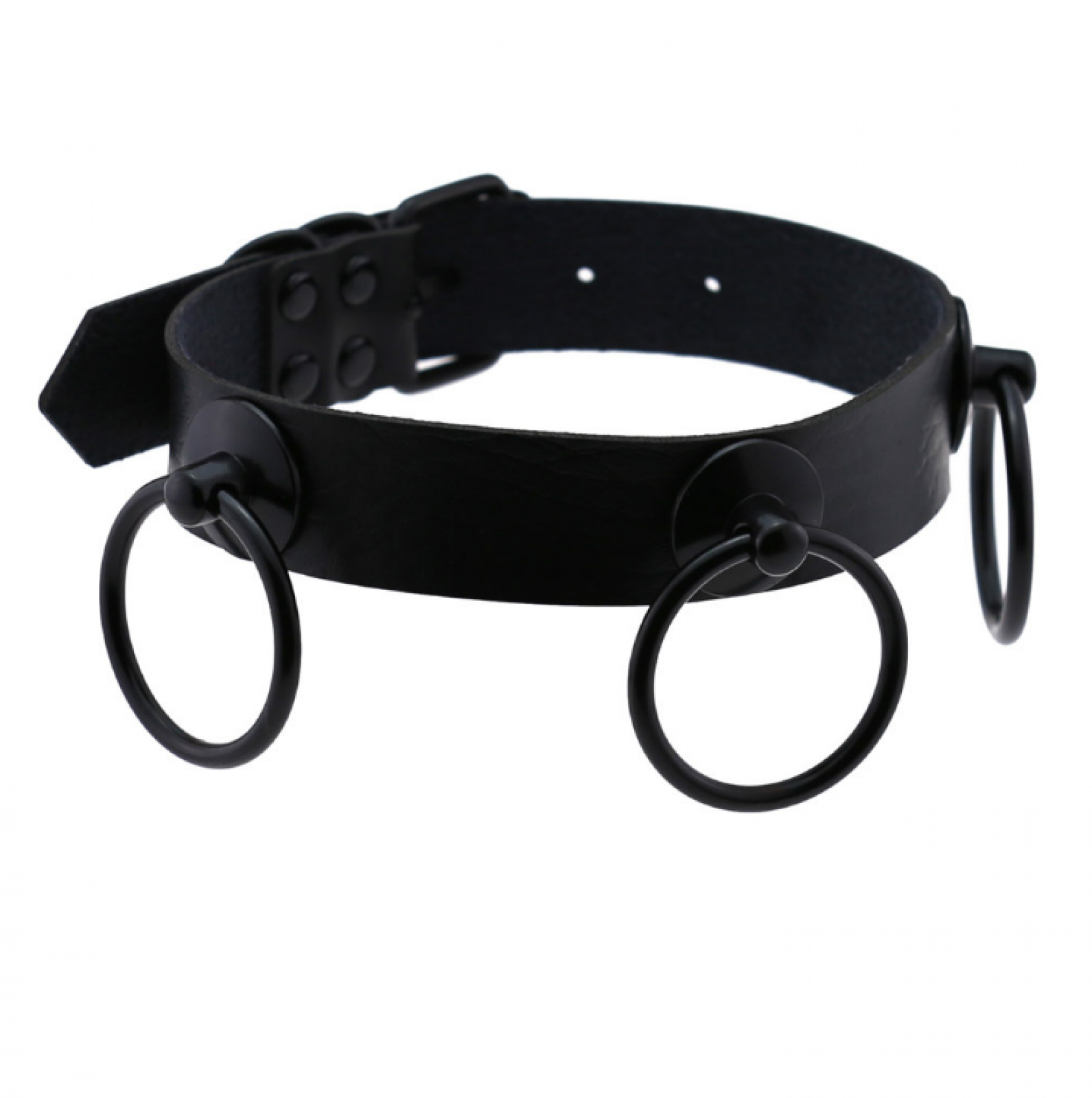 Чокер MyPads A160-124 из эко-кожи с черными металлическими кольцами в стиле Панк Готик Рок Байкер