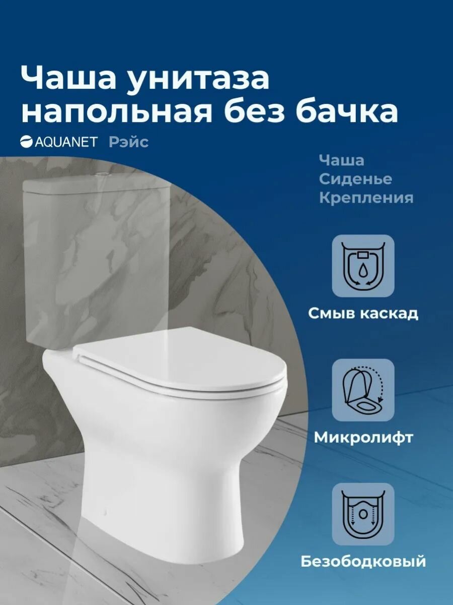 Унитаз напольный (чаша) без бачка Aquanet Ray-C