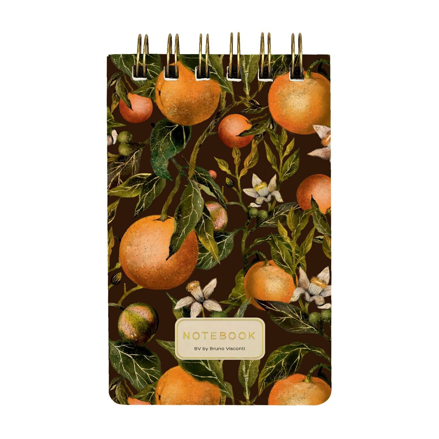 Блокнот А6 60л лин. "FLORA.PARADISE.ORANGES" тверд. обл, мат. лам. soft-touch, фольга, спираль, BrunoVisconti