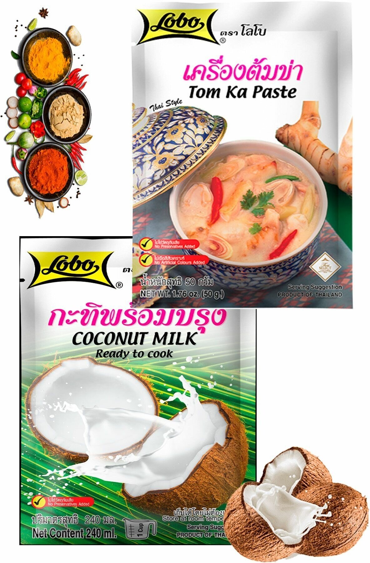 Набор для супа Том Ка (паста Том Кха+ кокосовое молоко), LOBO