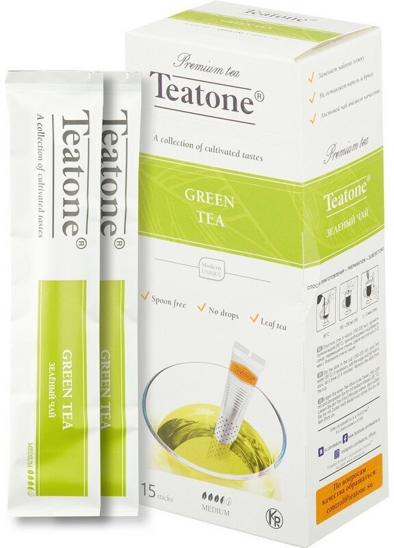 Чай Teatone зеленый в металл. стике 15шт/уп. 736 399744