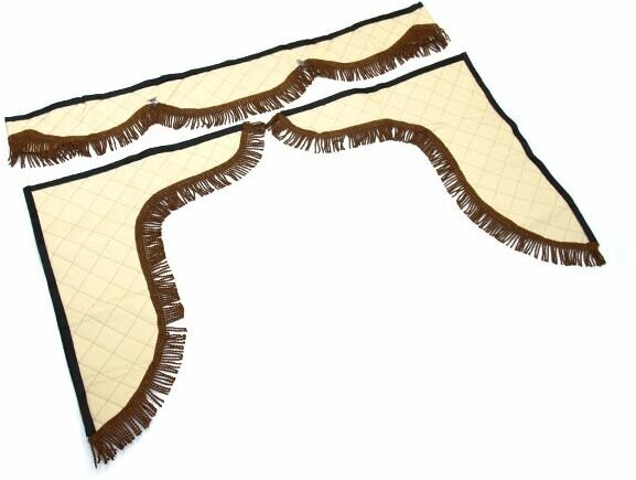 Ламбрекен лобовой 1.5м. экокожа без надписи + боковые (бежевый + коричневая бахрома)