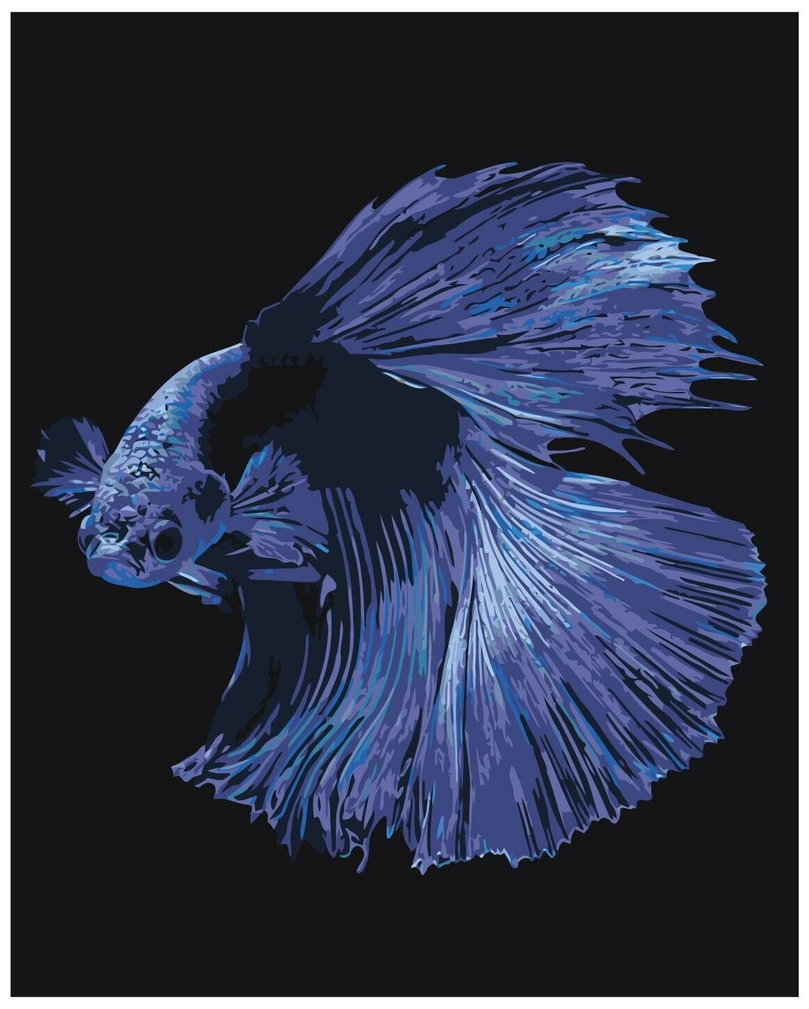 Голубая рыбка Раскраска картина по номерам на холсте