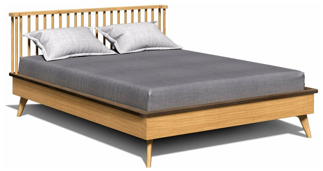 Кровать двуспальная на ножках Элва | графит/бейц-масло | 180х200 см