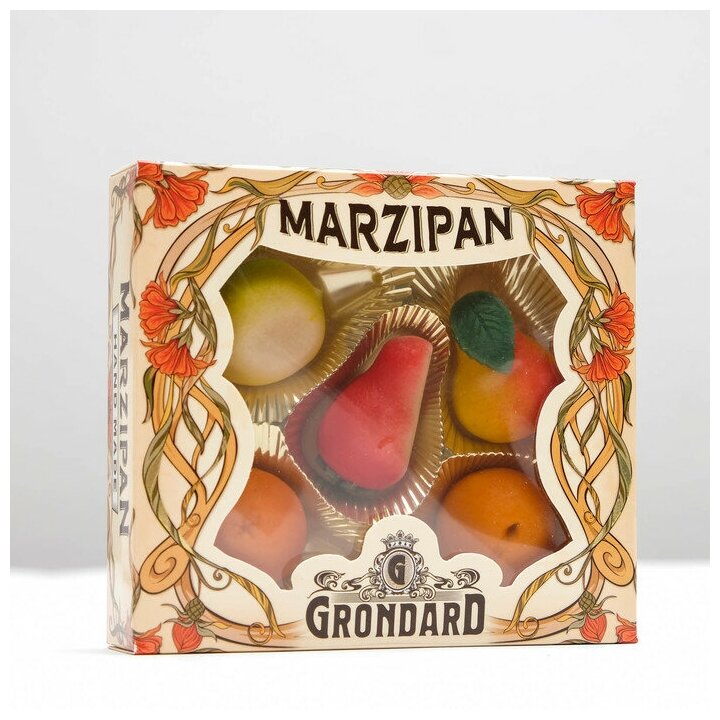 Конфеты подарочные новогодние «Миндальное лакомство» с корпусом из марципана, фрукты, 100 г